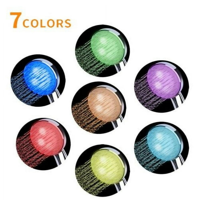 Handheld 7 Color Changing LED Light Water Bath Home Bathroom Shower ...