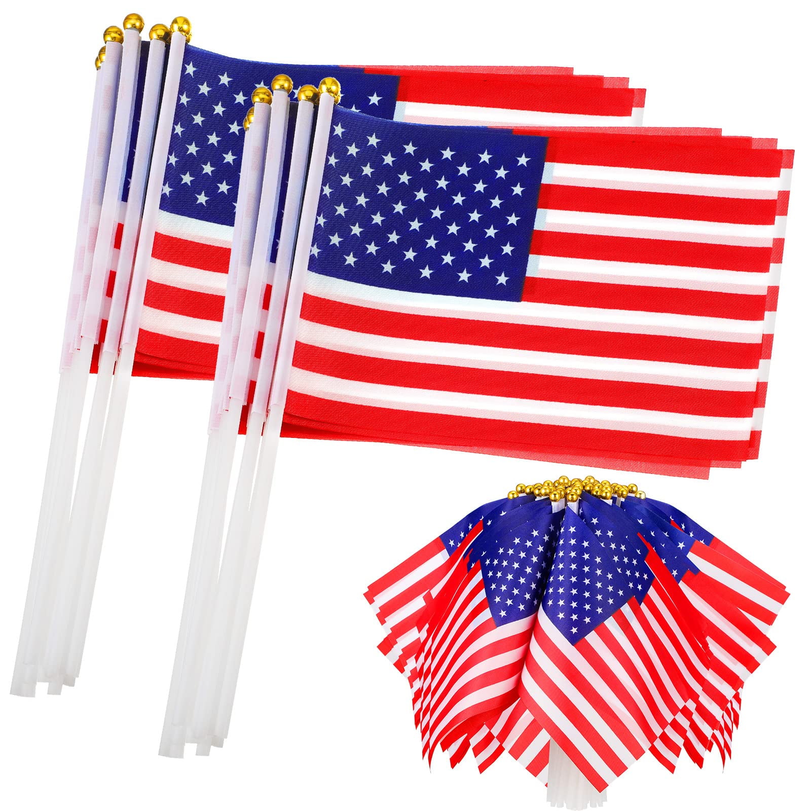 Mengen Polyester Handheld American USA Stick Flags, UV Resistant 10 ...