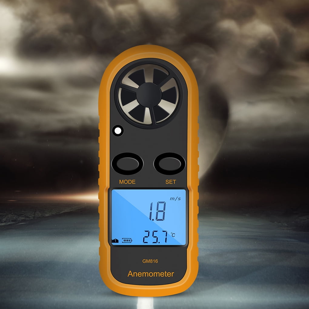 Handheld Anemometer Wind Speed Meter LCD Backlight Thermomoter Wind ...