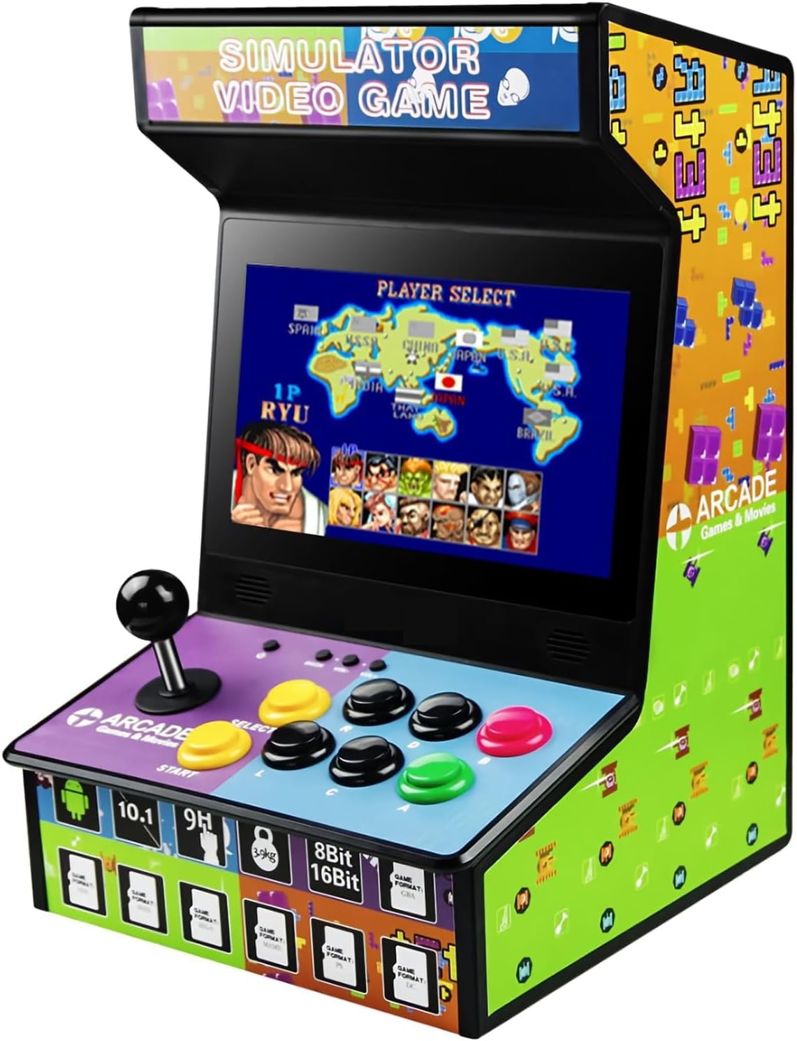 NBCP Handheld Arcade Game Console - 10 Inch Mini Arcade Machine Cabinet ...