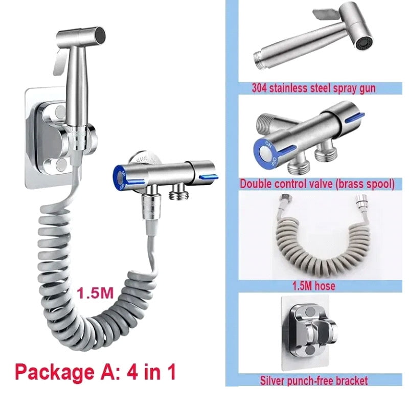 Handheld Bidet Sprayer Set Stainless Steel Spray Gun Shower Handheld ...