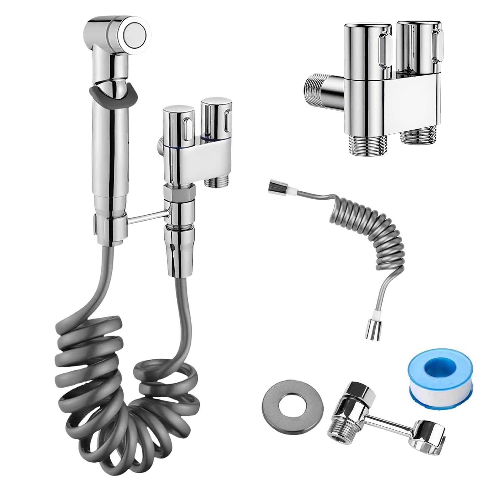 Handheld Bidet Sprayer for Toilet,1-In-2-Out Dual Control Valve,Mini ...