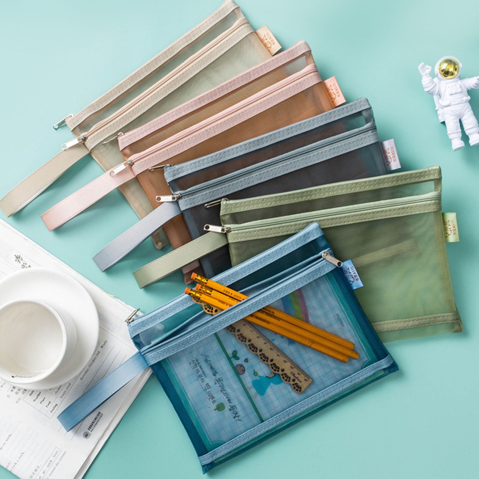 Handheld Book Bag Nylon Mesh Transparent Thickened Stationery Homework ...