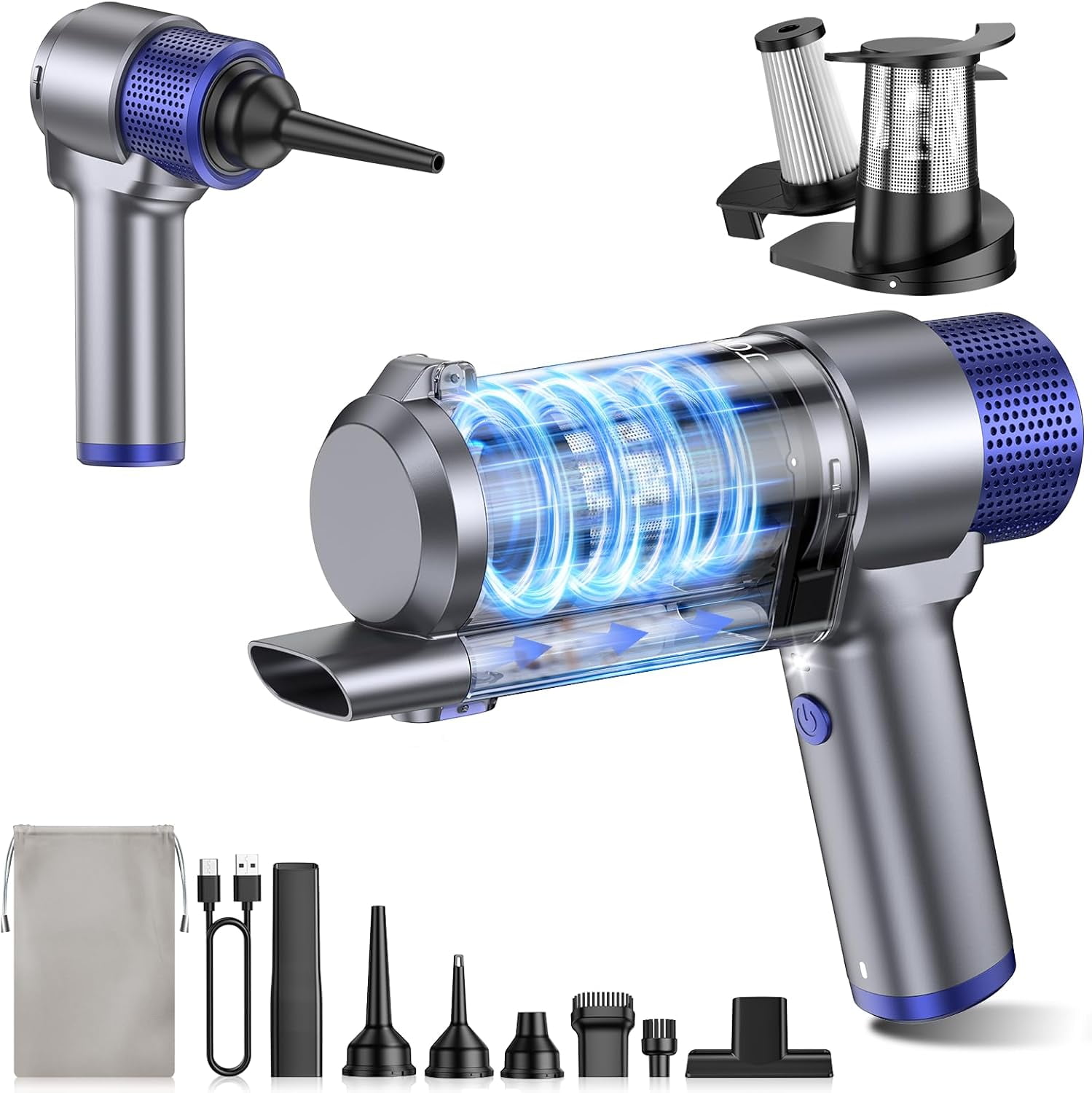 Handheld Car Vacuum Cleaner, 16000PA Hand Held Vacuum Portable Cordless ...