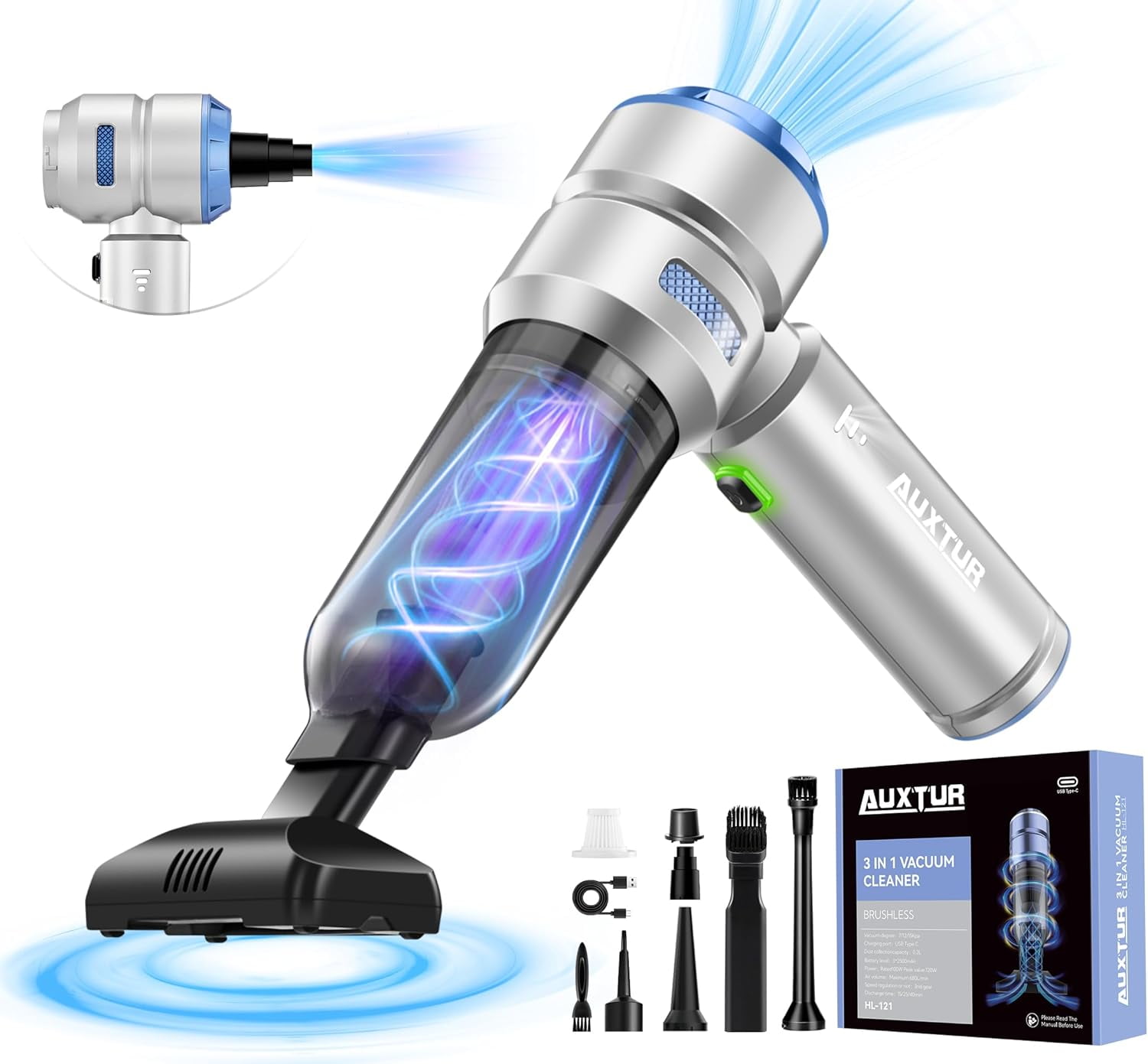 Handheld Cordless Car Vacuum|3 in 1 15000PA Mini Cleaner,120W High ...