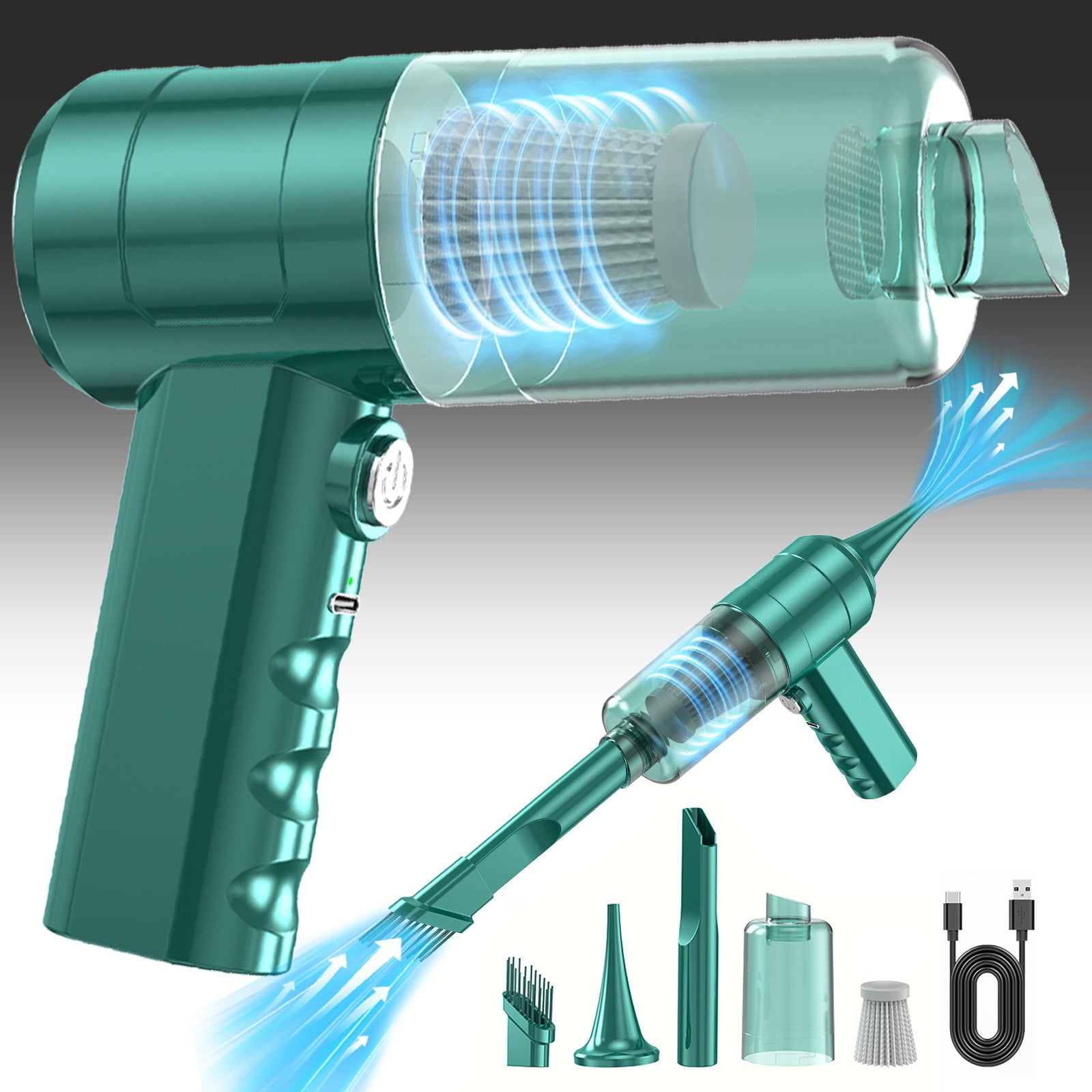 Handheld Cordless Vacuum Cleaner, Green Small Hand Air Duster, Portable ...