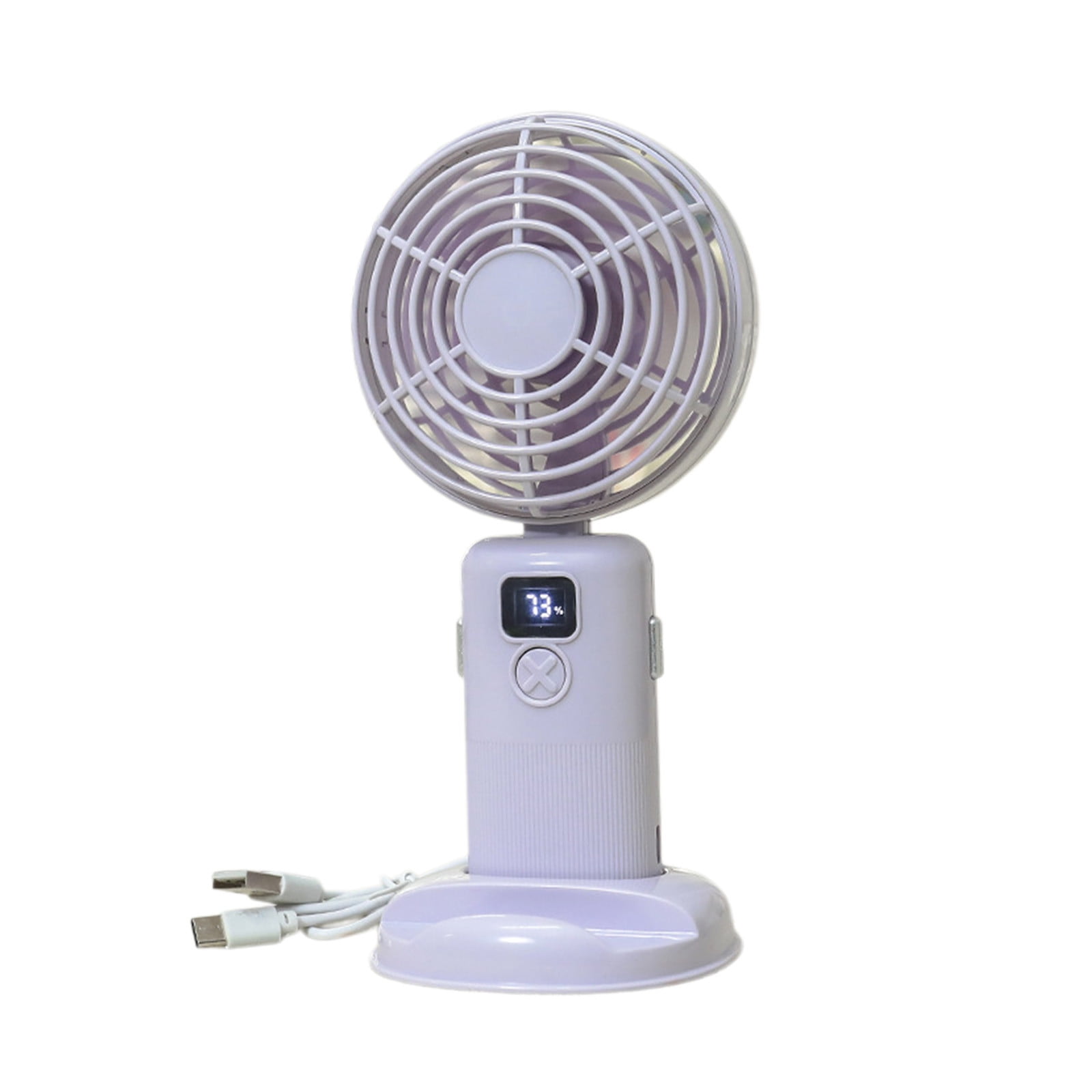 Handheld Desk Fan Rechargeable Digital Display 90 Degree Foldable ...