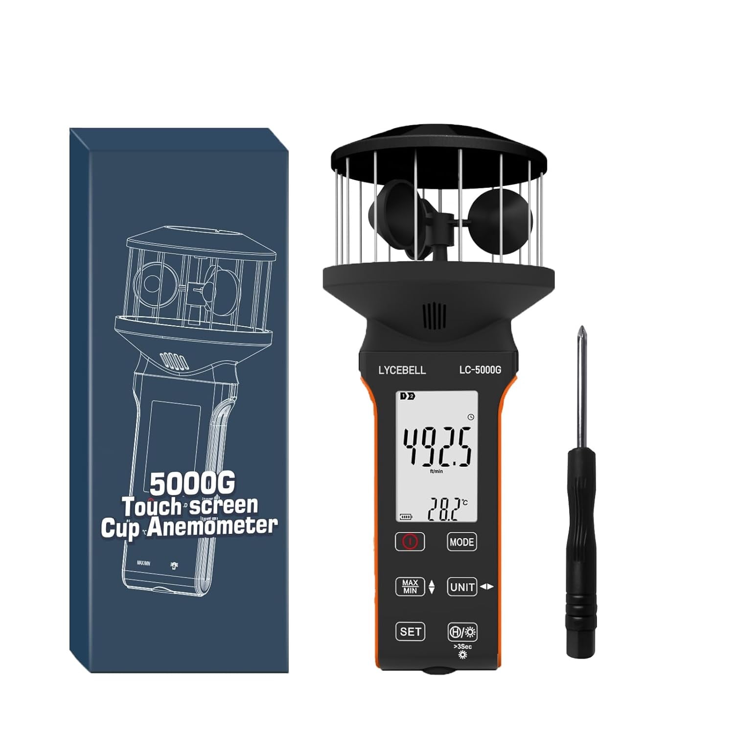 Handheld Digital Anemometer Wind Speed Meter with 360 Wind Measurement ...