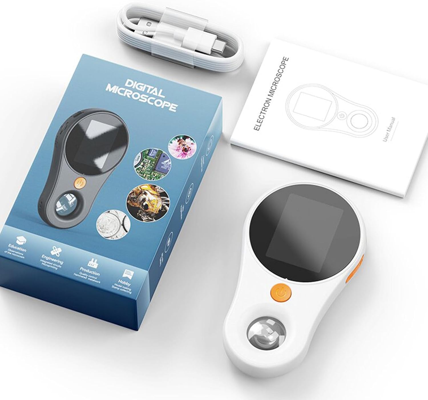 Handheld Digital Microscope, Portable Pocket Microscope with 8 LED ...