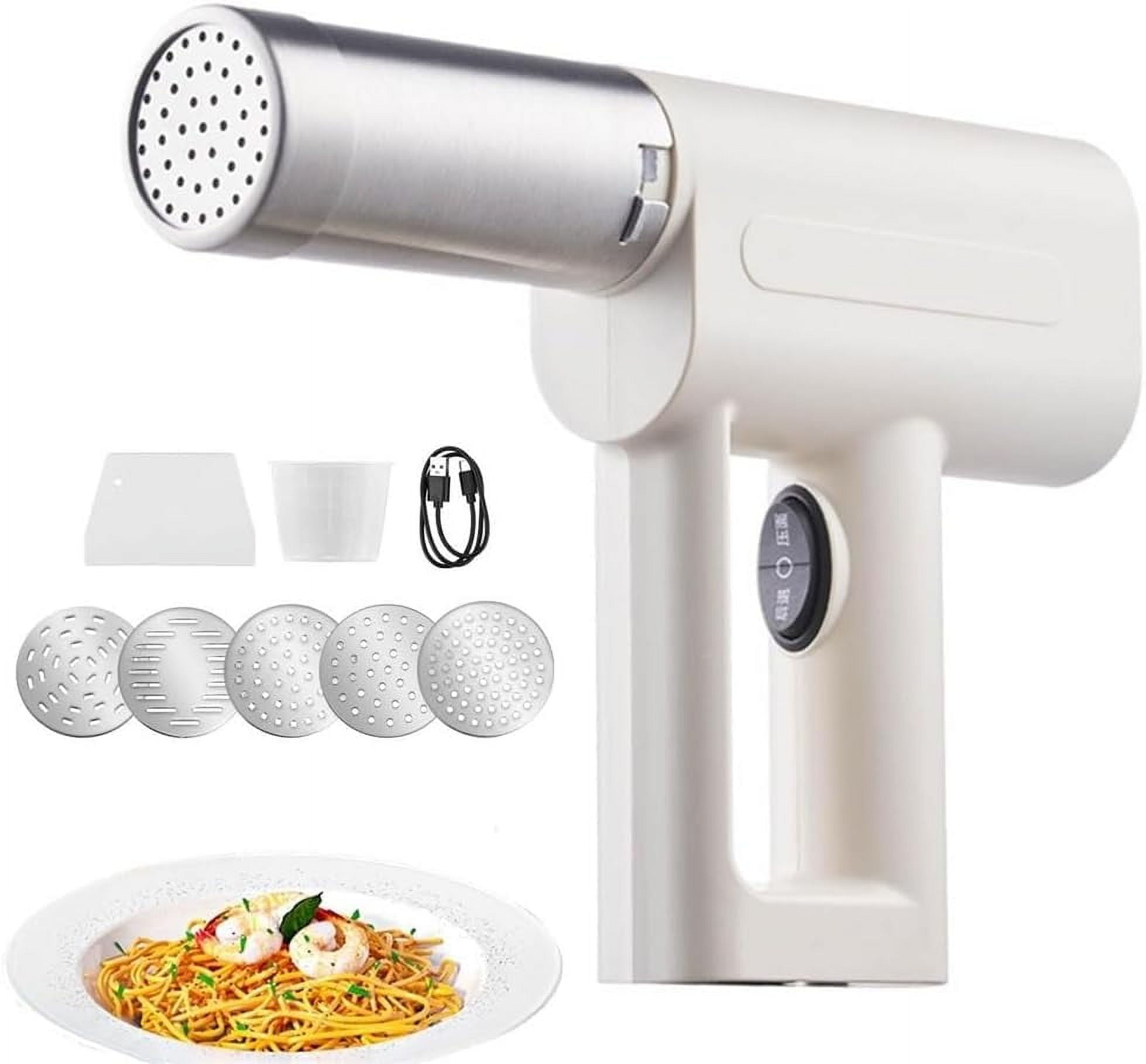 Handheld Electric Pasta Maker, 5-in-1 Cordless Pasta Machine with 5 ...