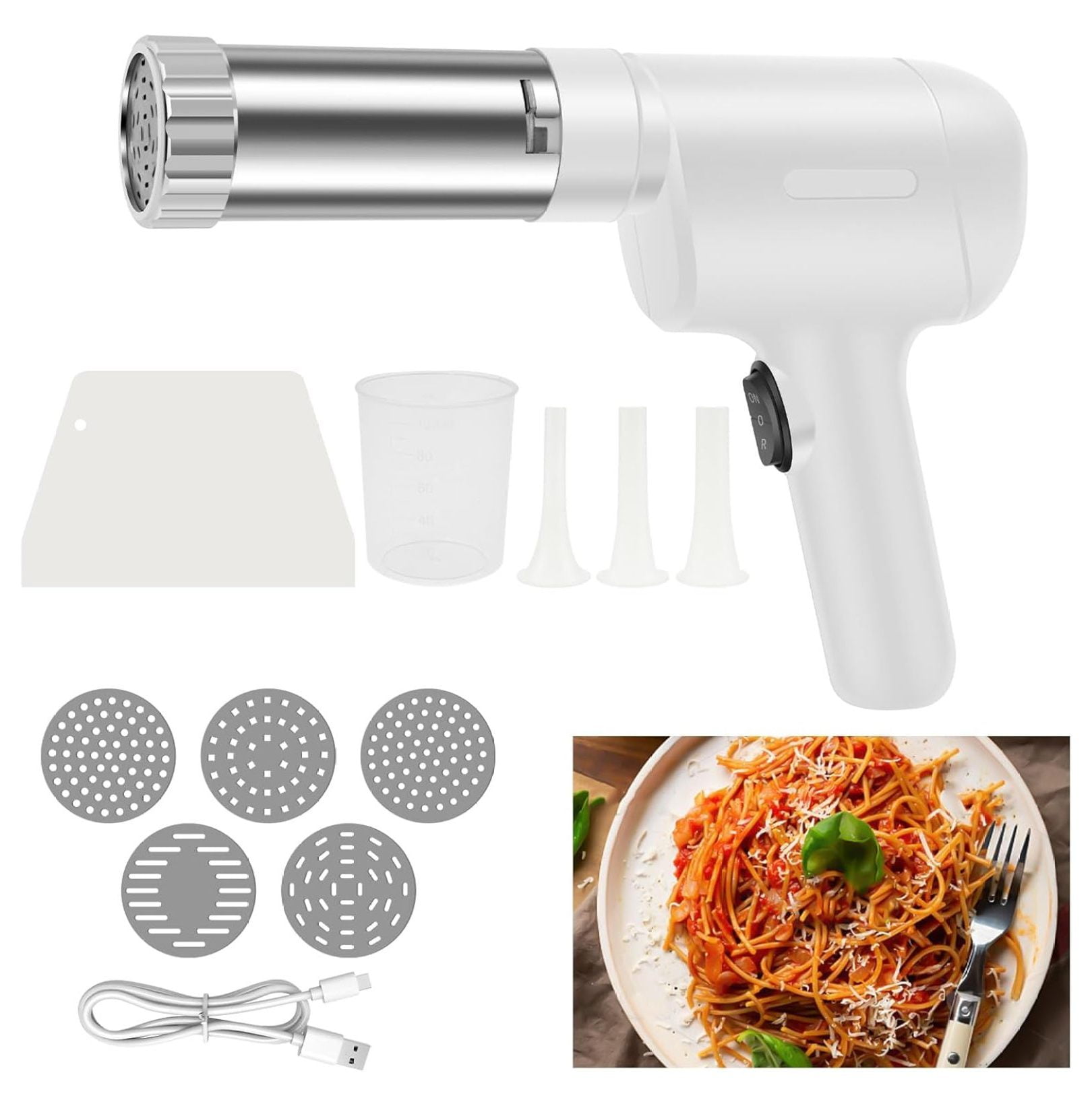 Handheld Electric Pasta Maker Cordless Pasta Machine, Portable Noodle ...
