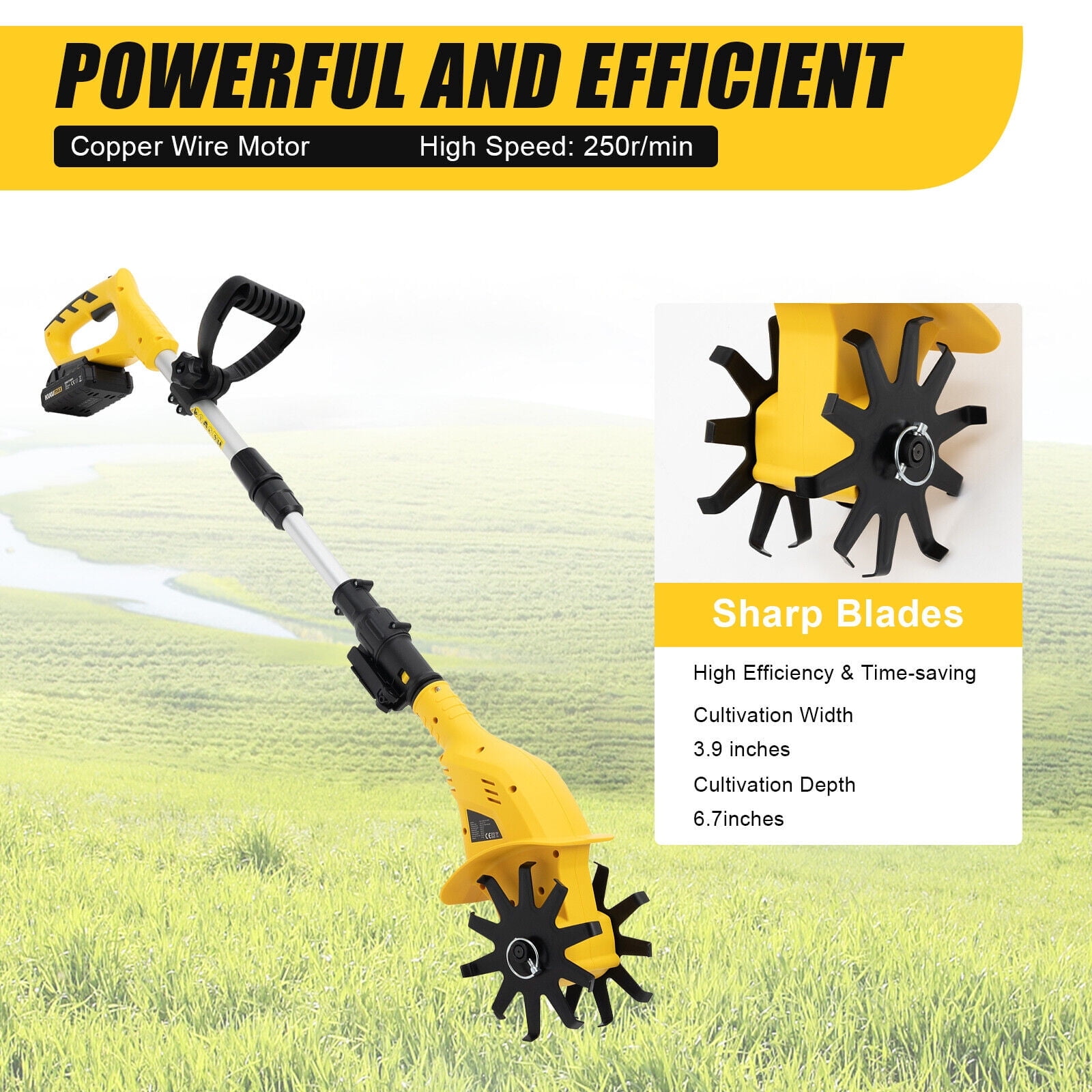 Handheld Electric Rototiller Garden Cordless Tiller Soil Cultivator ...