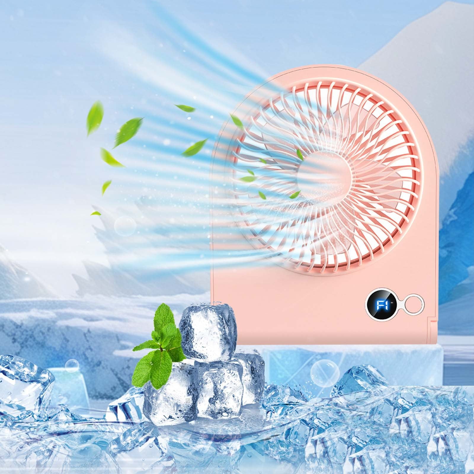 Handheld Fan 2024 New Digital Desktop Fan USB Folding Fan Office ...
