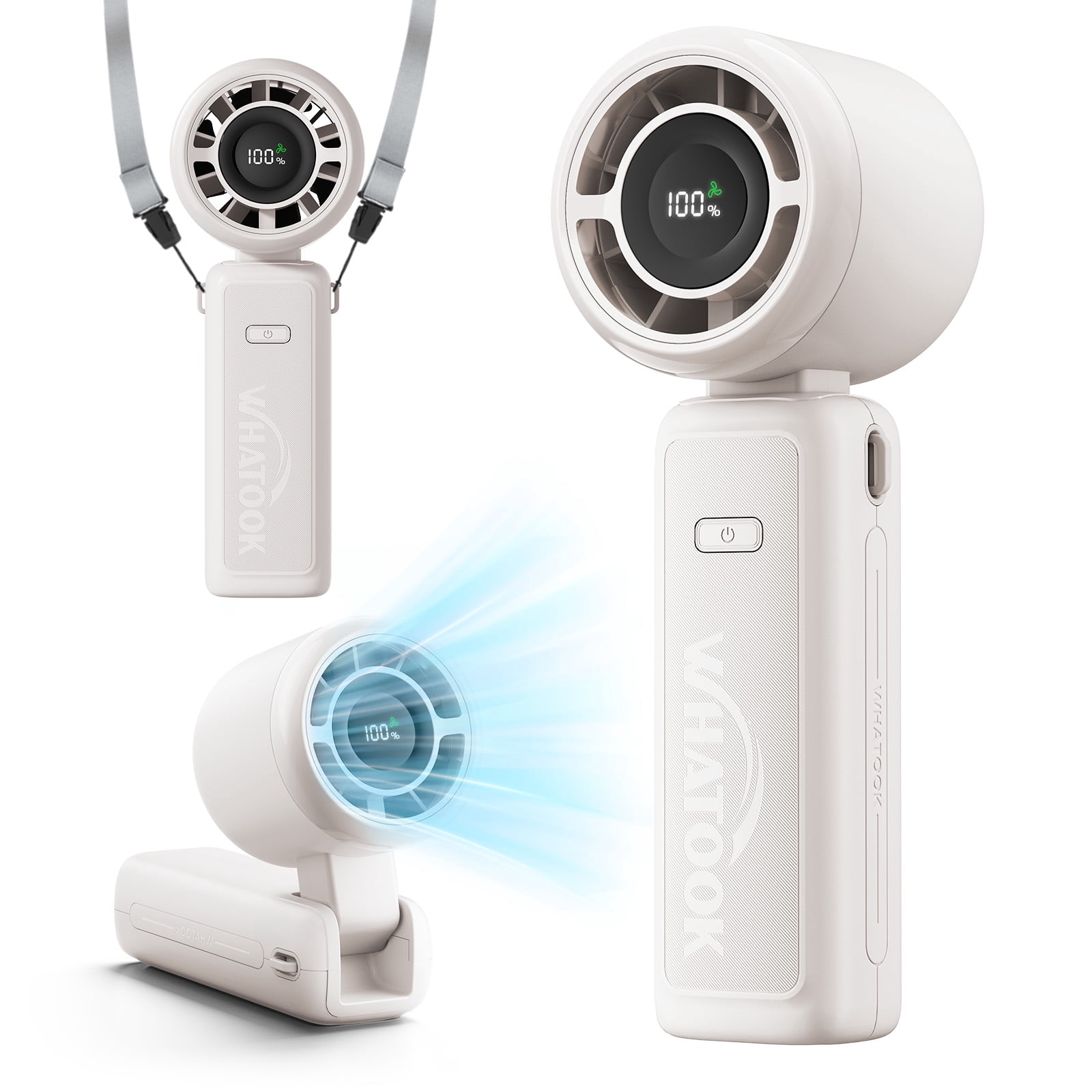 Portable Handheld Fan 4000mAh, 180° Foldable Personal Desk Fan with LED ...