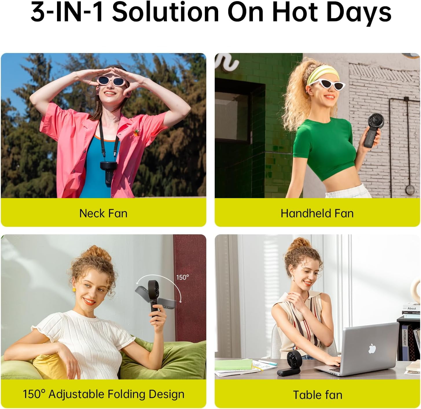 Handheld Fan Life7 - 3-IN-1 Portable Fan with 5-Speed, 19.5 Hrs Battery ...
