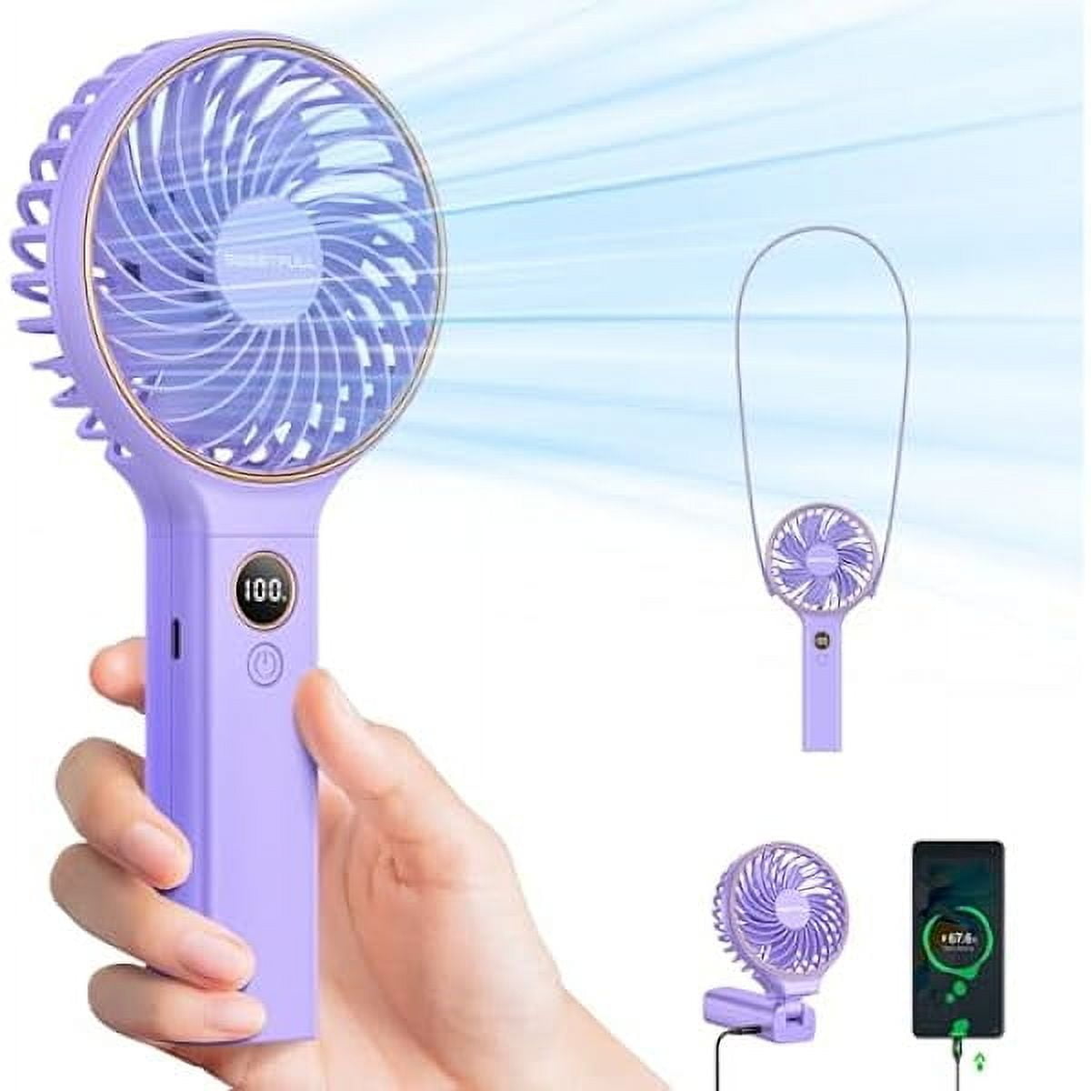Handheld Fan, Portable Fan, 5000mAh Rechargeable Battery, 6 Speed Wind ...