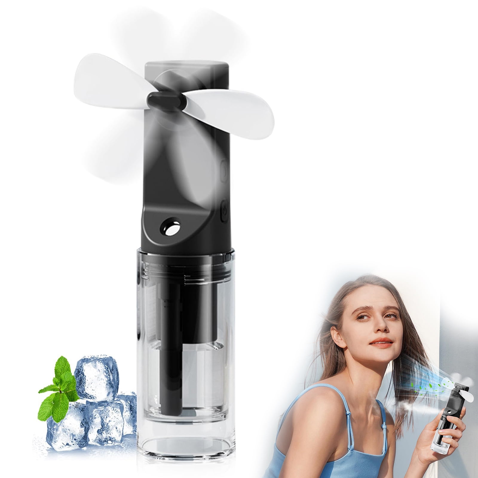 Handheld Fan with Water Mister,Rechargeable Portable Misting Fan with ...