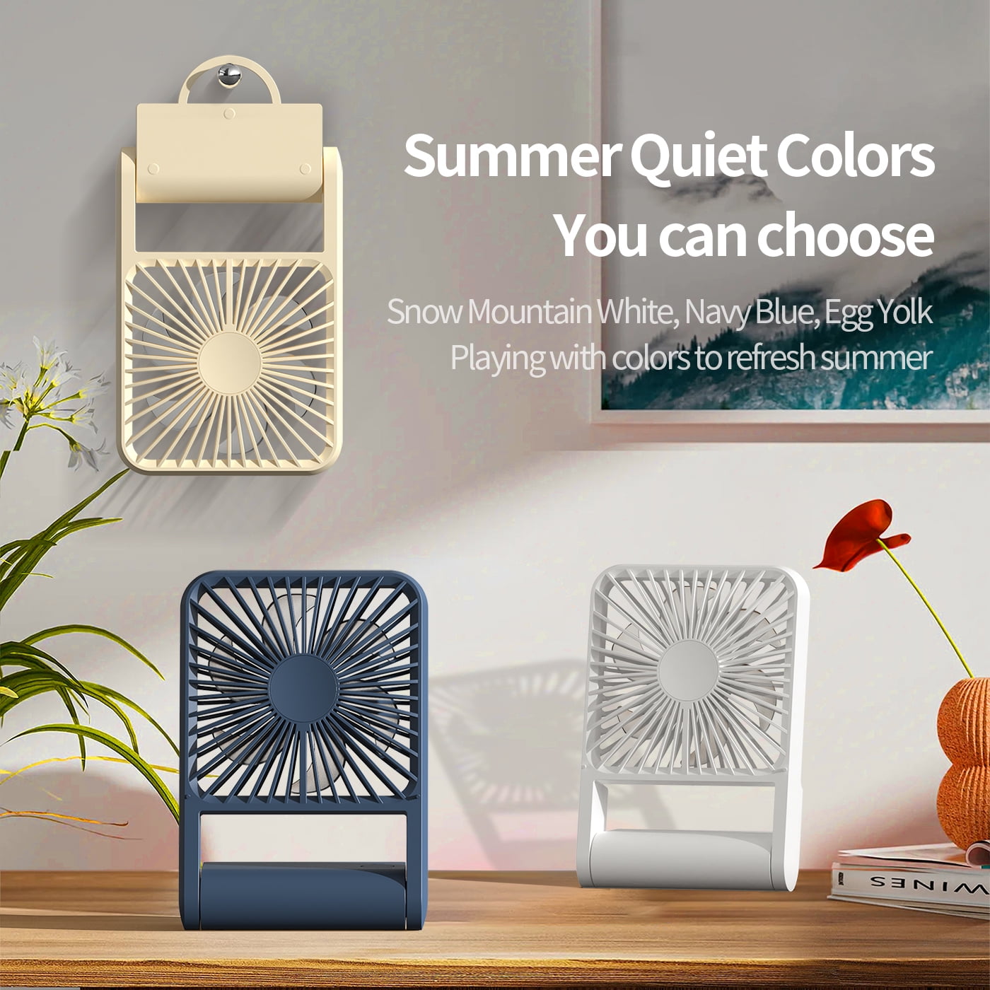 Handheld Fans Quiet Desk Fan, Strong Wind Ultra Quiet Small Hanging Fan ...