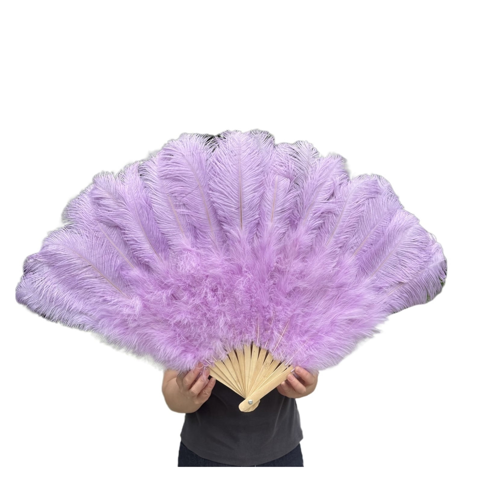 Handheld Feather Fan 100CM 130CM Feathers for Carnival Stage Performance Belly Dance 13 Bone ...