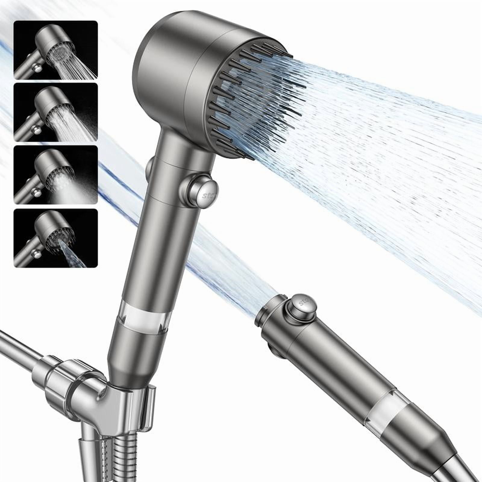 Handheld Filter Booster Shower Head, 4 Spray Modes, Hard Water Powerful ...
