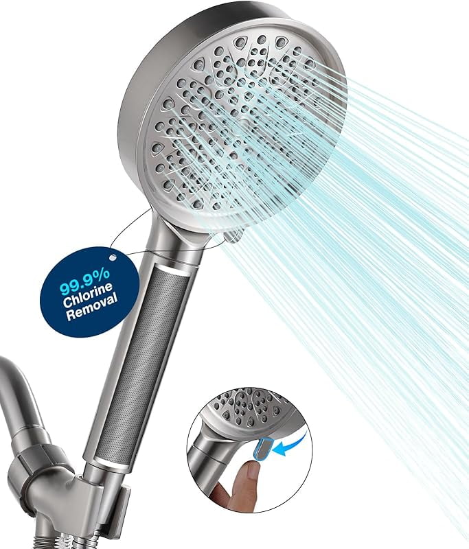 Handheld Filter Shower Head-Filter over 99% Chlorine-2.0 Carbon Shower ...