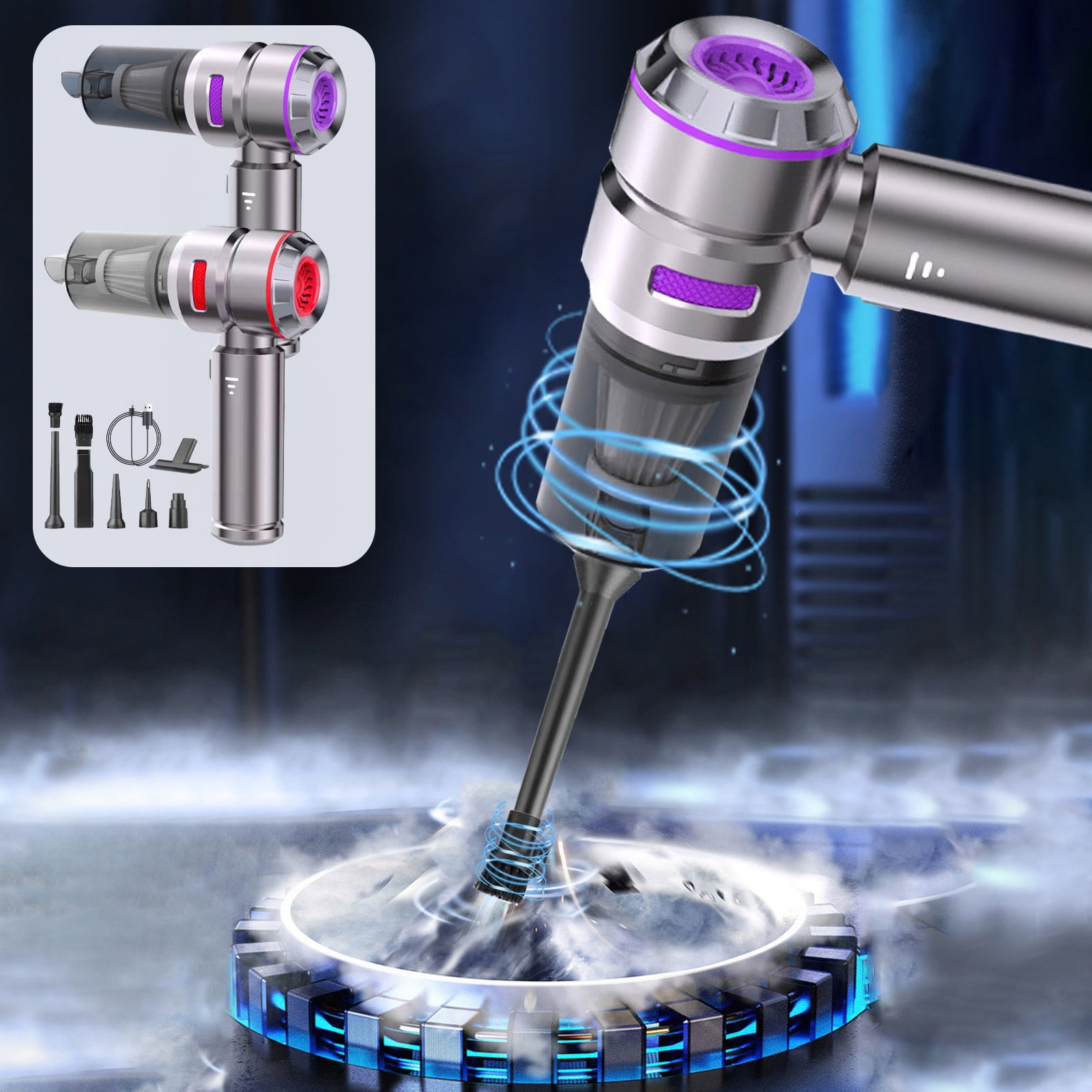 Handheld Foldable Car Vacuum Portable Cordless, High Power Mini Vacuum ...