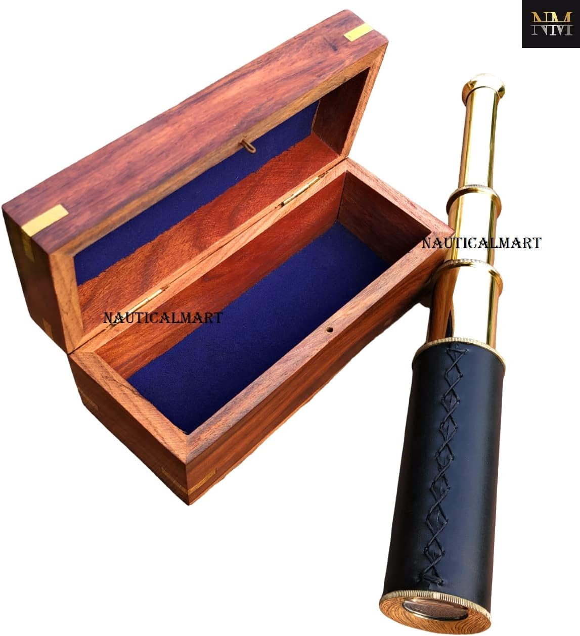 Handheld Functional Vintage Brass Telescope with Wooden Box Gifting ...