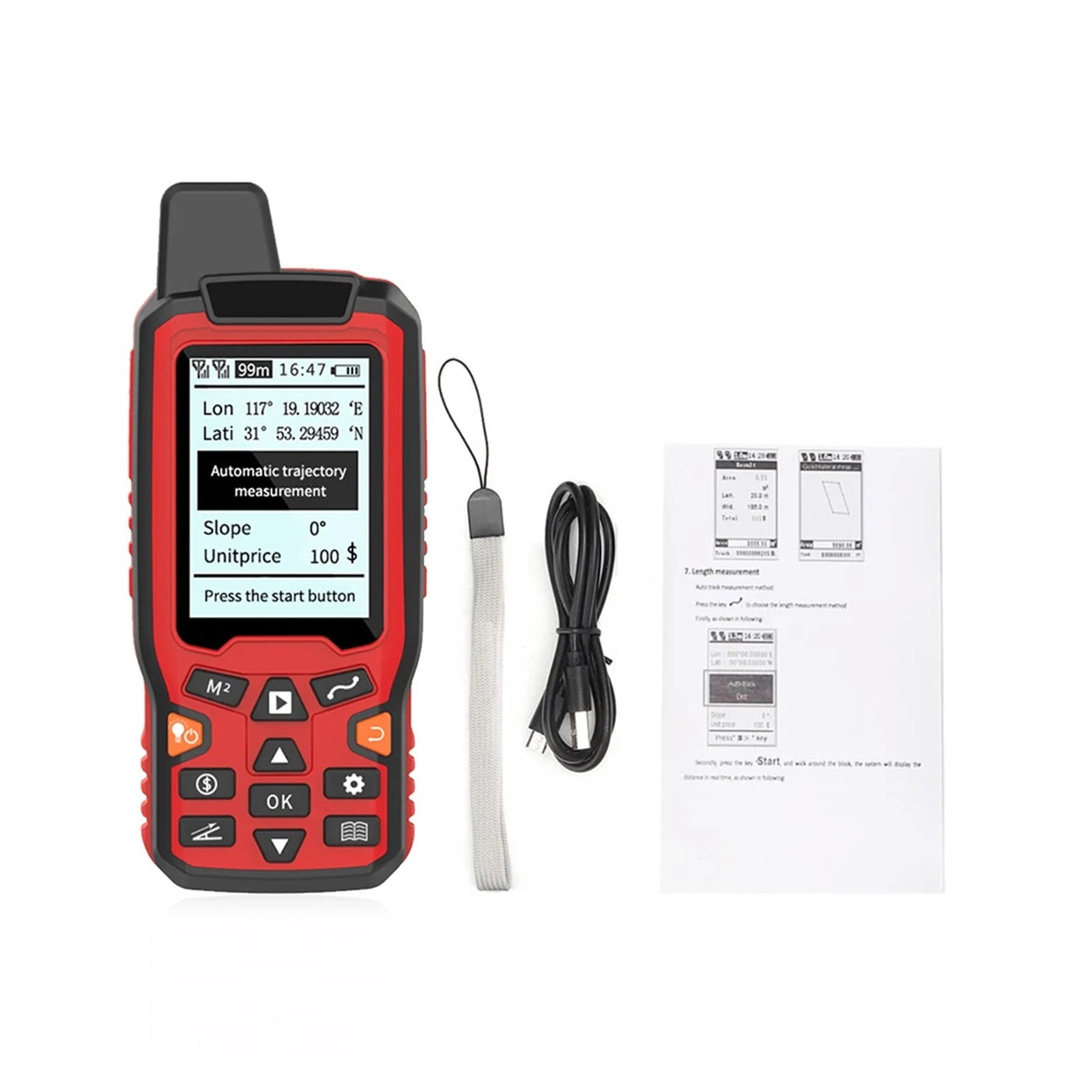 Handheld GPS Navigation Track Land Area Meter 2.4in Display Land Survey ...