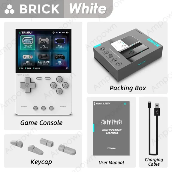 Handheld Game Console 3.2'' IPS Screen System UI Metal Back Panel Key ...