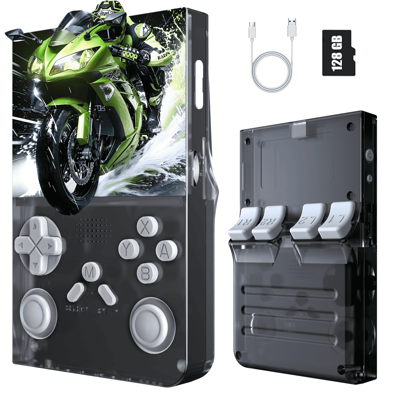 Handheld Game Console with 8000+ Classic Games, 128GB SD Card, 3.5” IPS ...