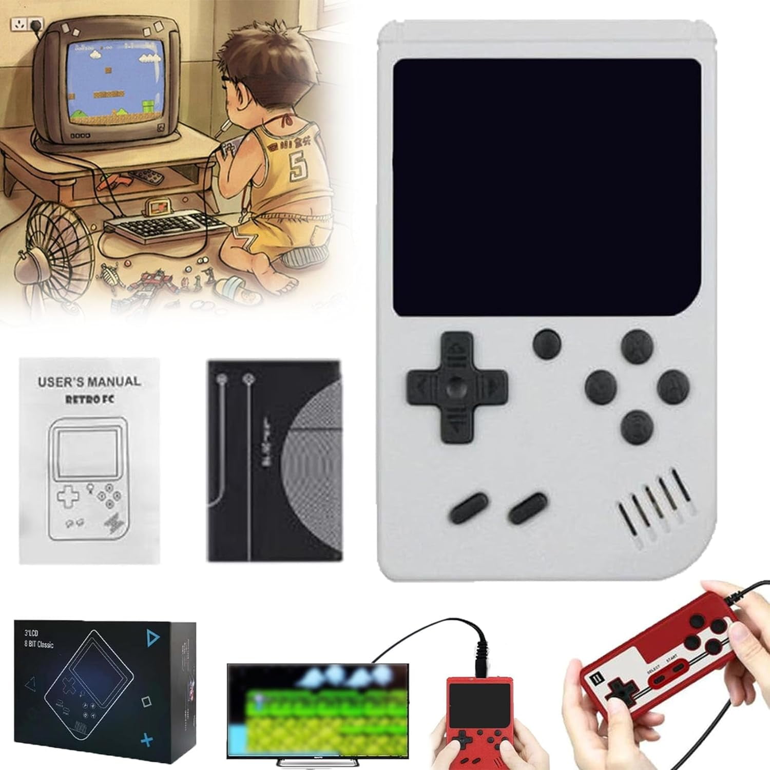 Handheld Games Console for Kids Adults - Retro Video Games Consoles 3 ...