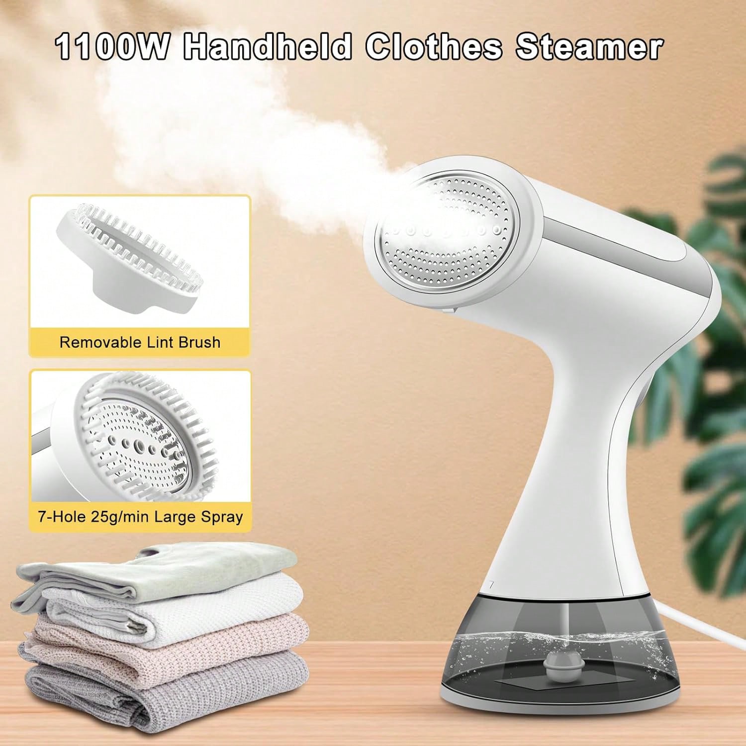 Handheld Garment Steamer – 1100W, portable with a large water tank ...