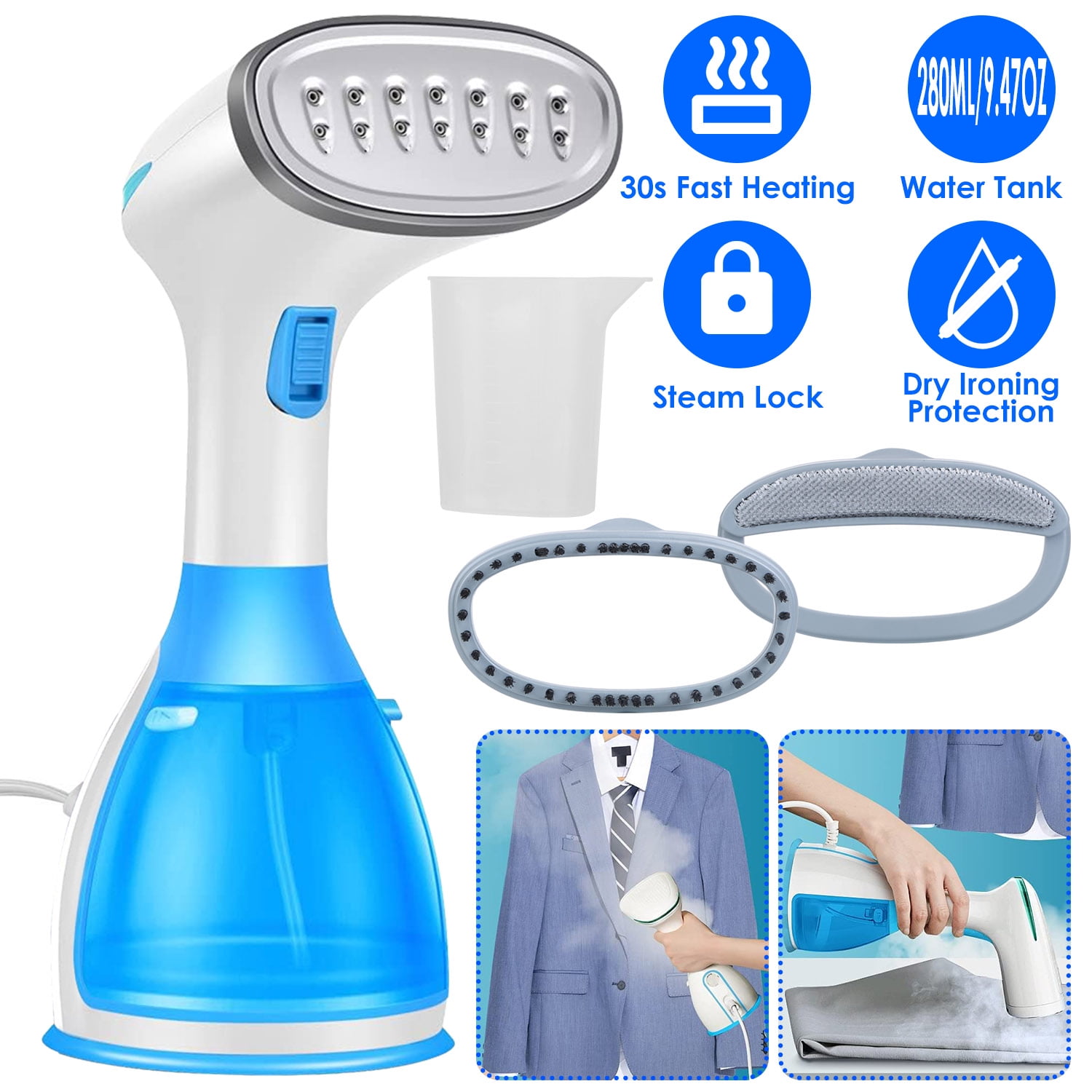 Handheld Garment Steamer, iMounTEK 1500W 30s Heat Up Steamer for Clothes, Electric Travel ...