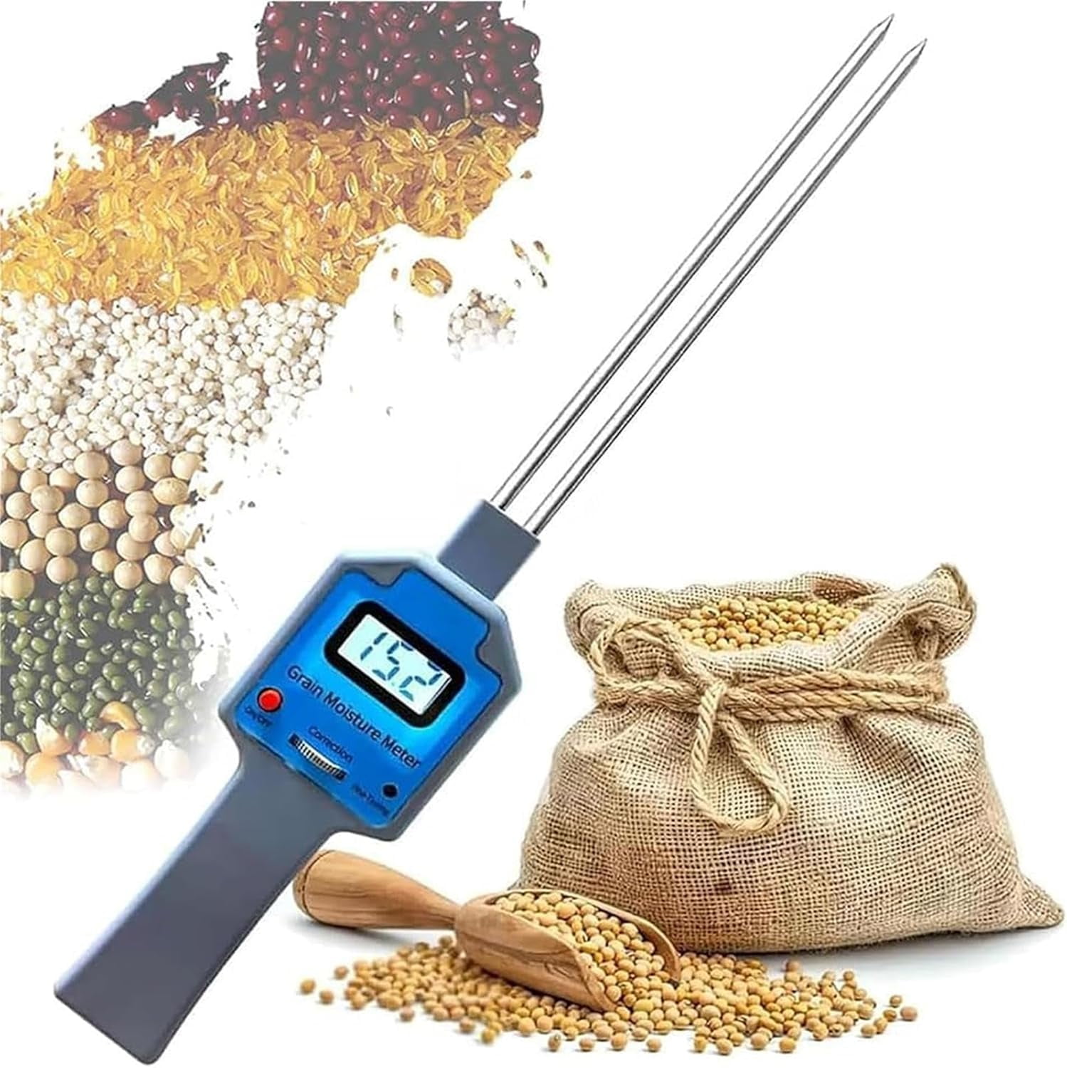 Handheld Grain Moisture Meter, Portable Water Content Analyzer, Grain ...