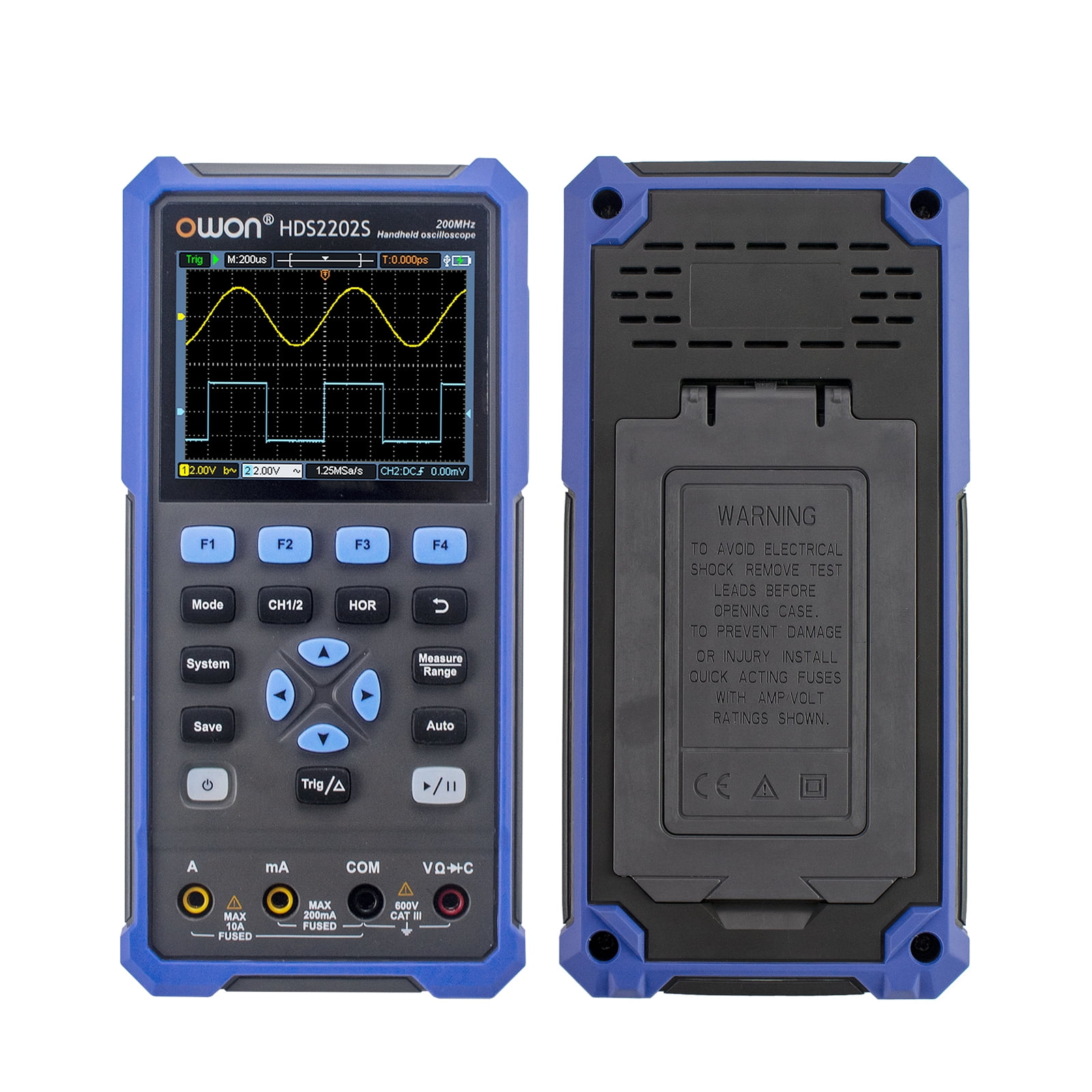 Handheld HDS2202S 3 In 1 Handheld Digital Oscilloscope Multimeter Waveform Generator 200MHz 1GSa ...