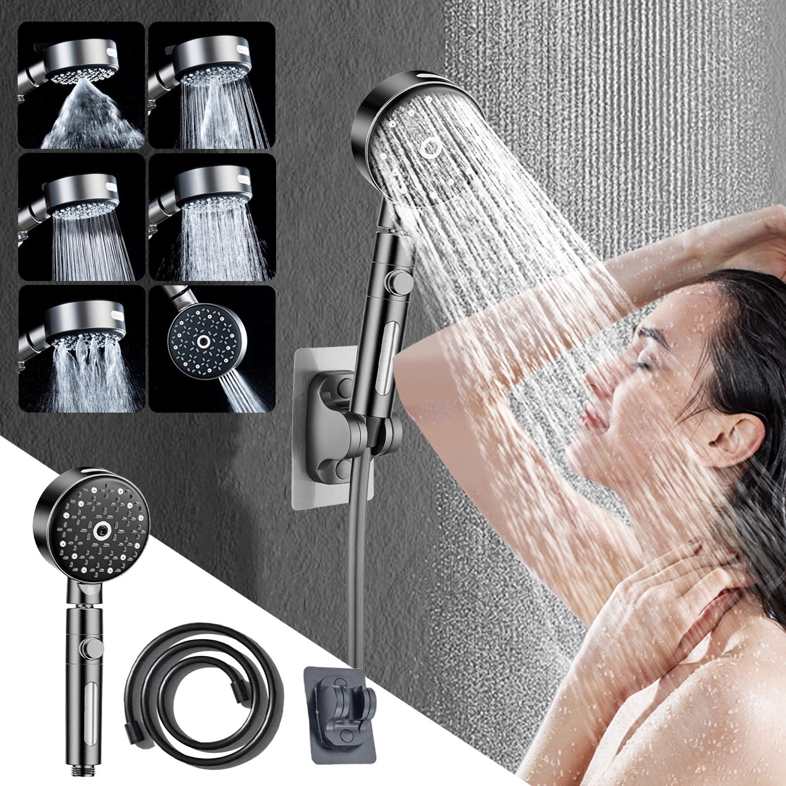 Handheld High-Pressure Shower Head Kit – 6 Powerful Spray Modes, Easy ...