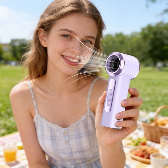Handheld High-Speed Fan with LED Digital Display, 199 Adjustable Speeds ...