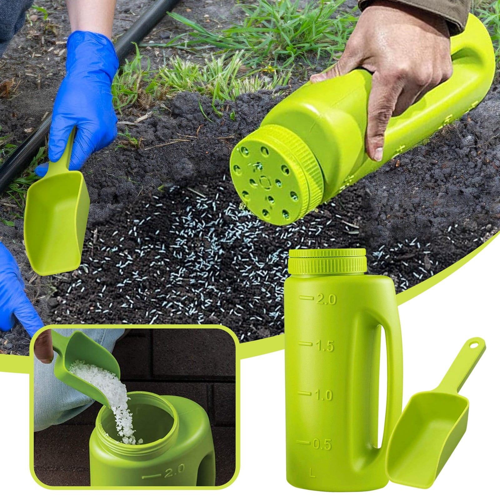 Handheld Ice Snow Melter Salt Fertilizer Grass Seed Spreader Bottle for ...