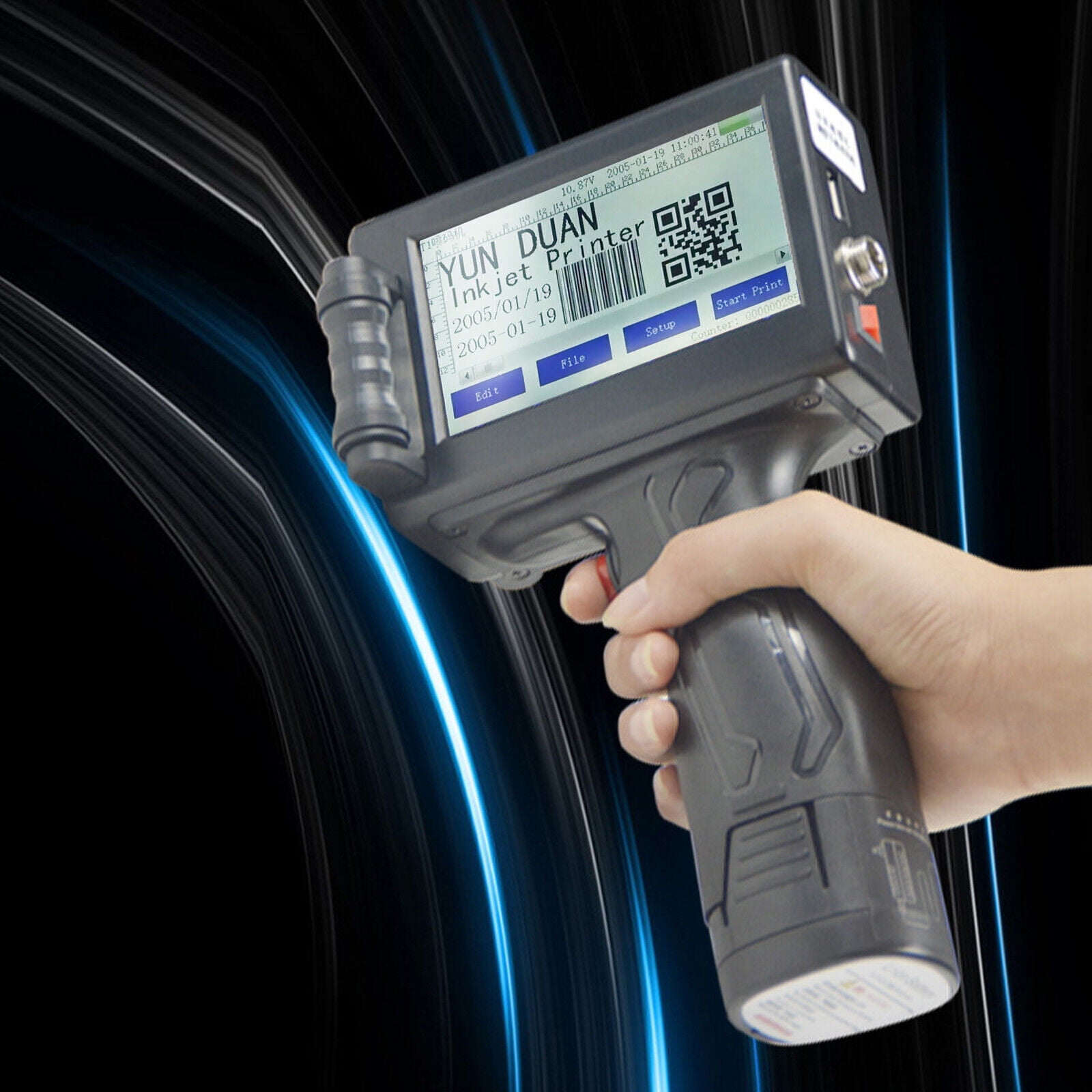 Handheld Inkjet Printer Touch Screen Dates Logo Laser Coder Label QR ...