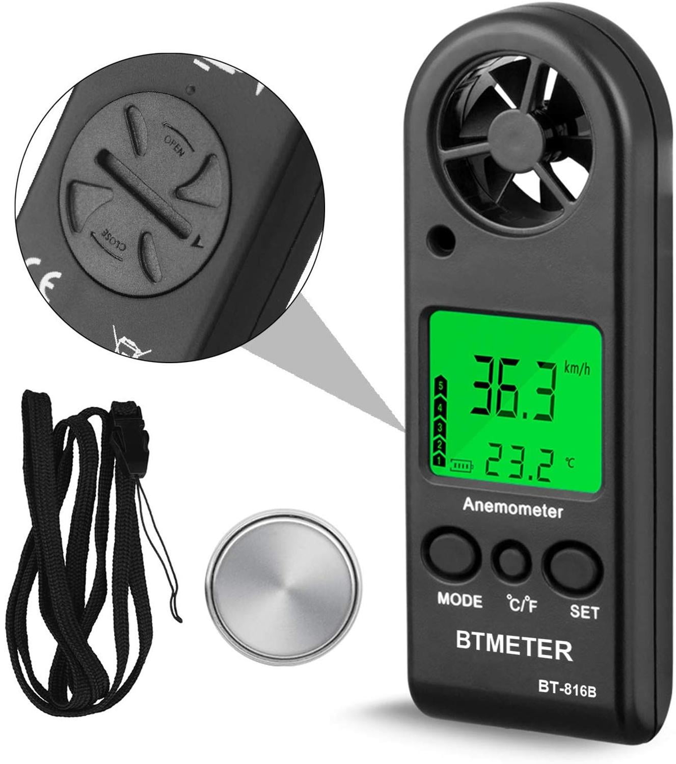 Handheld LCD Digital Mini Anemometer BT-816B Wind Speed Meter Air Flow ...