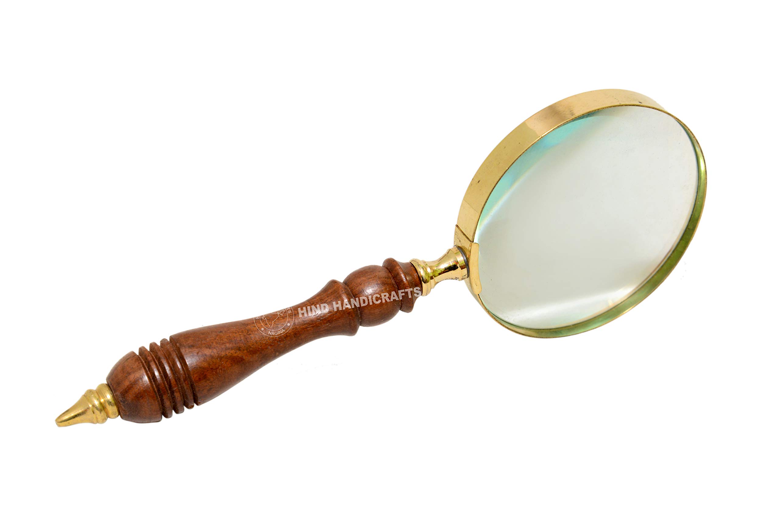 Handheld Magnifier with 3 inch Premium Brass Framed Magnifying Glass ...