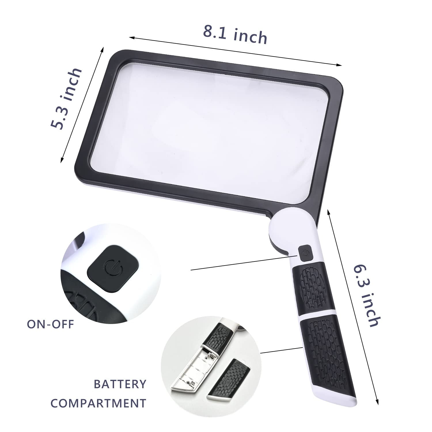Handheld Magnifying Glass with Light, 5X Folding Large Rectangle ...