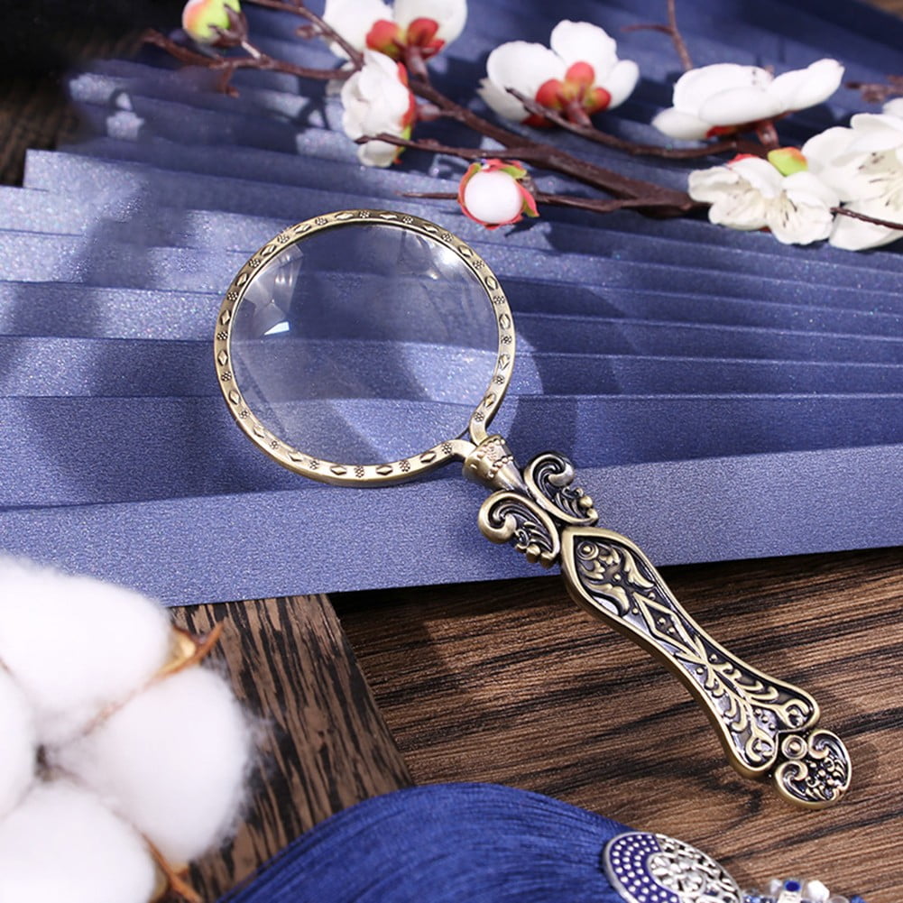 Handheld Magnifying Glass, Vintage Pattern Alloy 3X Optical Lens ...