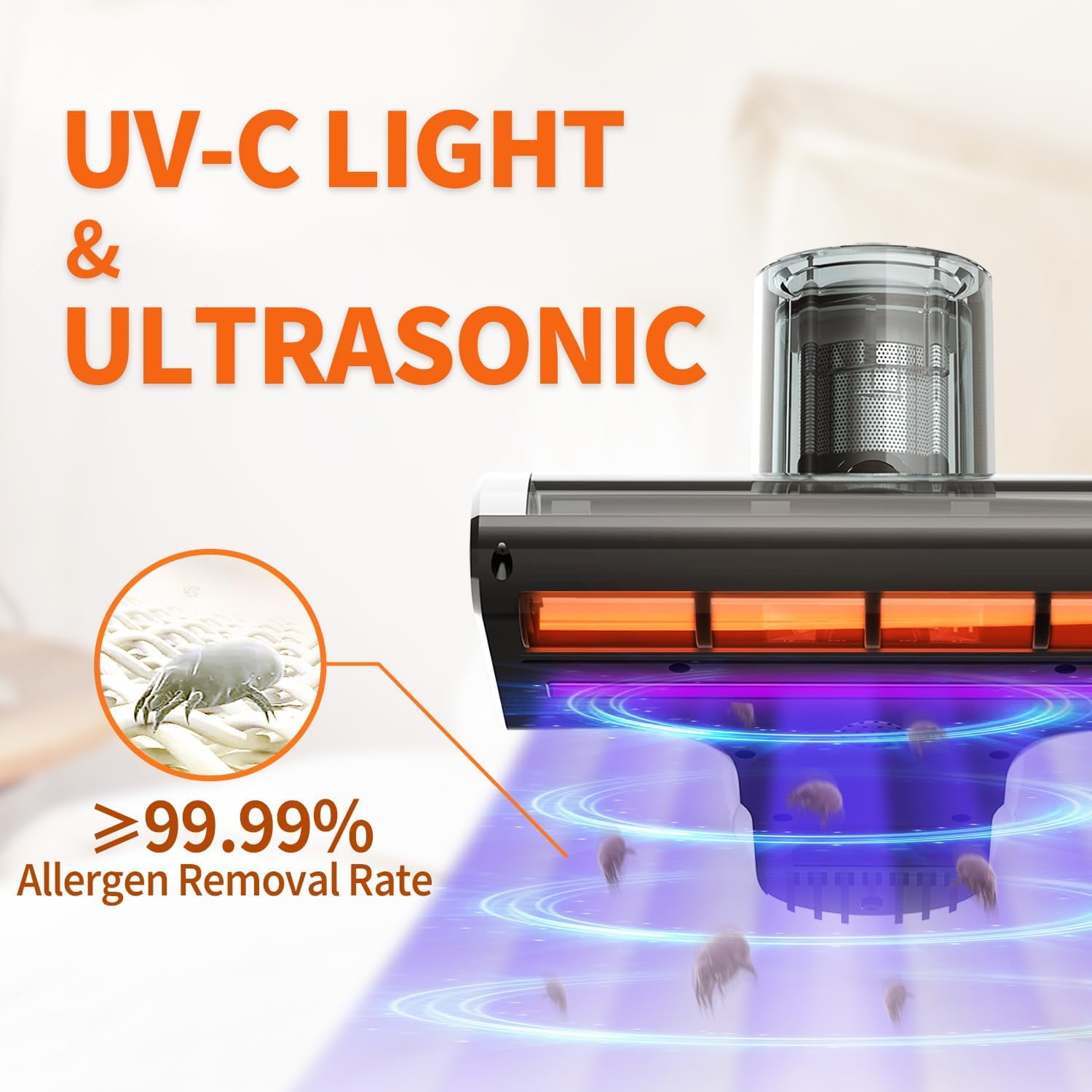 Handheld Mattress Vacuum, Upholstery Bed Vacuum Cleaner Machine, 18KPa ...