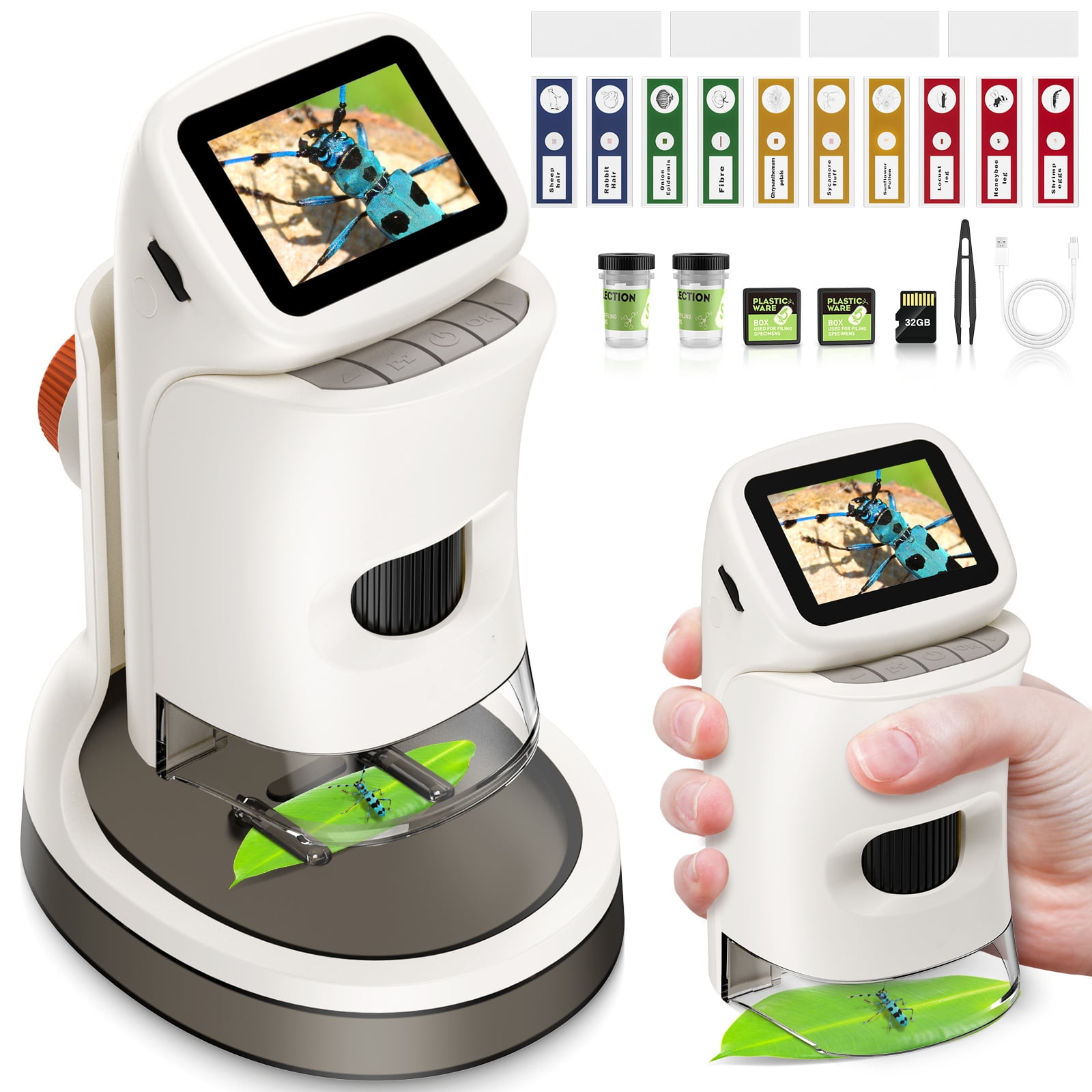 Handheld Microscope, Digital Microscope with Screen for Kids Student ...