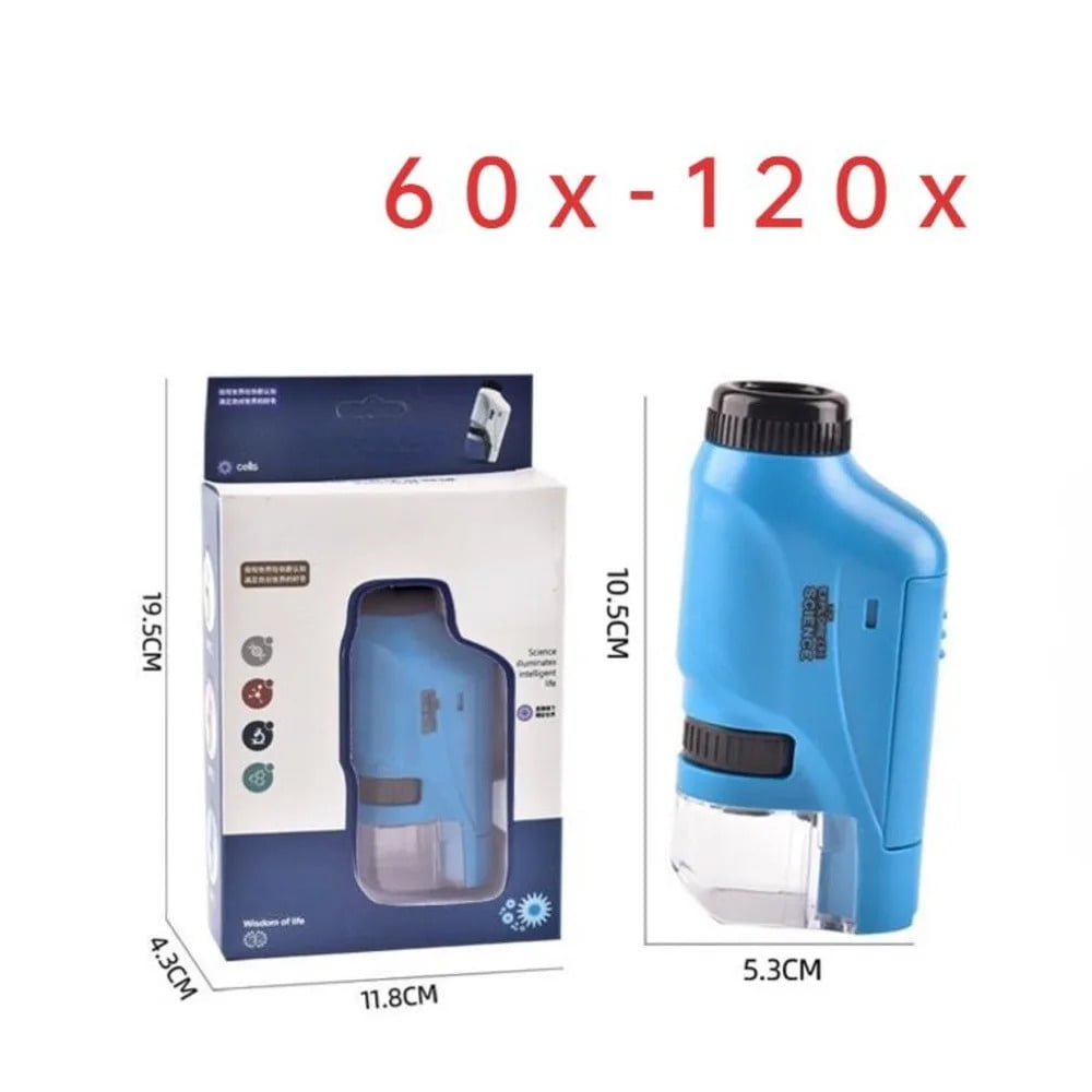 Handheld Microscope Kit Lab LED Light 60X-120X Home School Biological ...