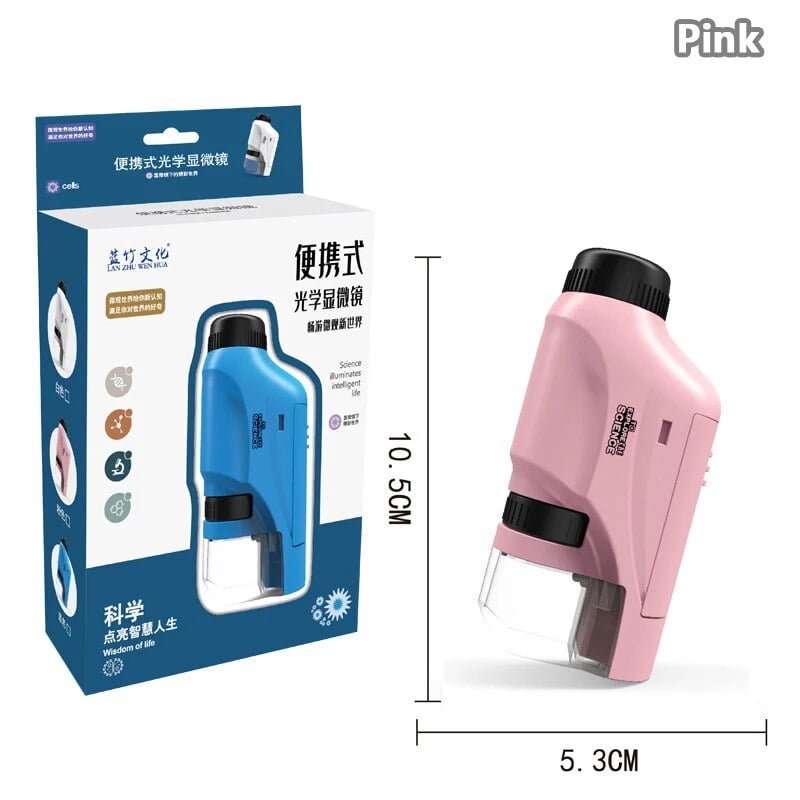Handheld Microscope Kit Lab LED Light 60X-120X Home School Biological ...