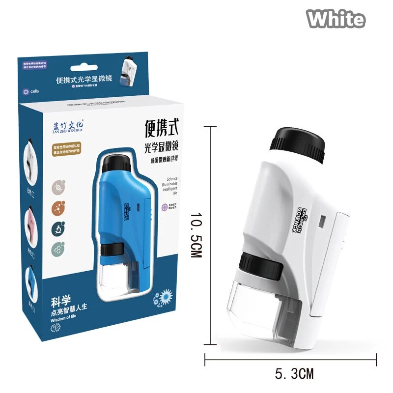 Handheld Microscope Kit Lab LED Light 60X-120X Home School Biological ...