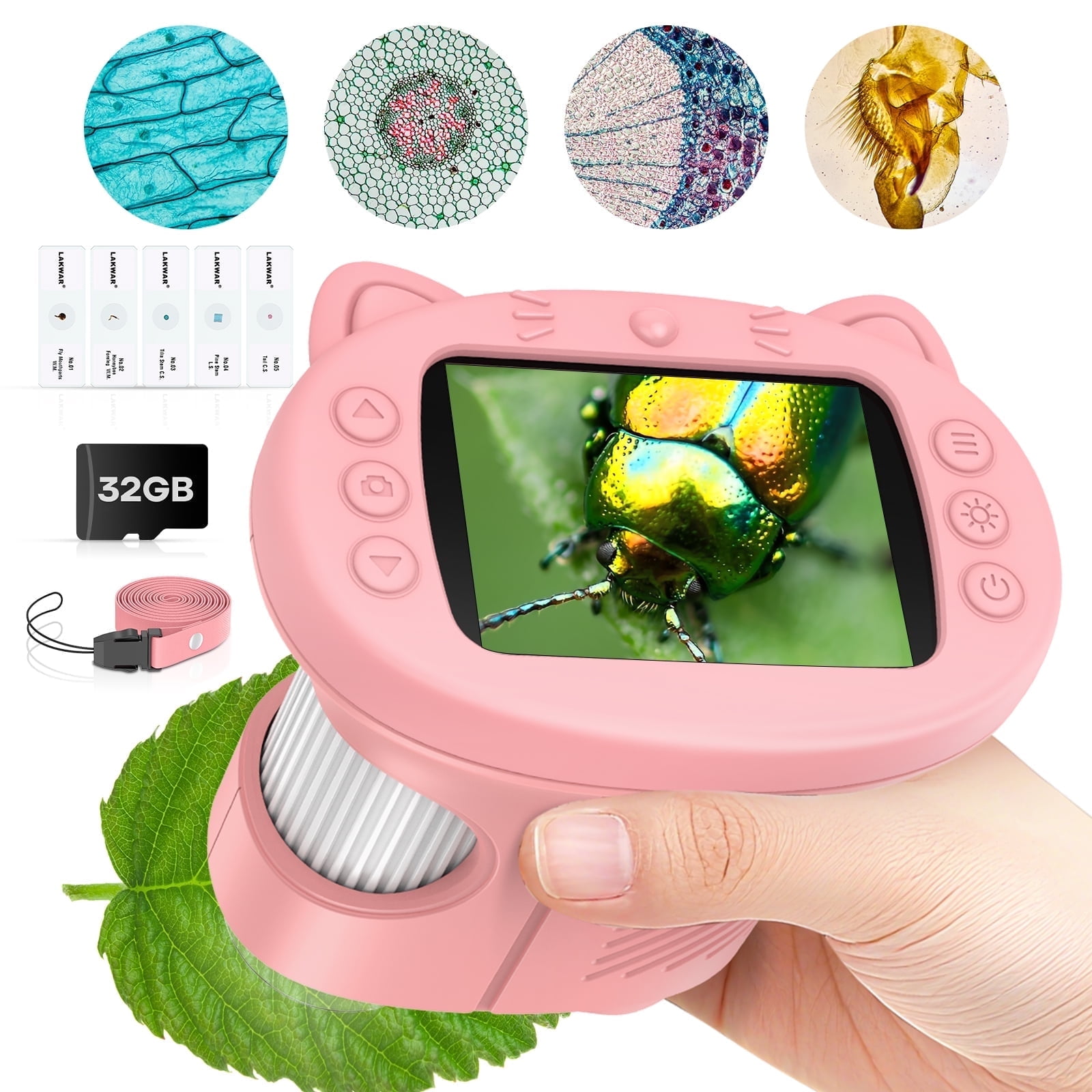 Handheld Microscope for Kids with 2.4" Large Screen, STEM Science Toy ...
