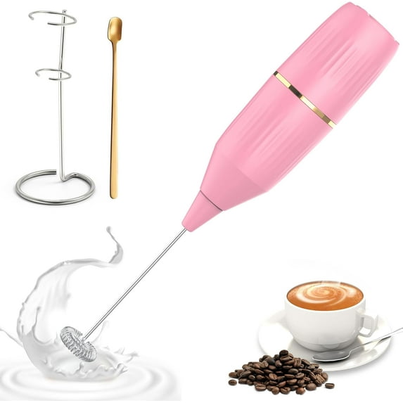 Handheld Milk Frother 14,000 RPM Drink Mixer Wand with Stand & Stirring ...